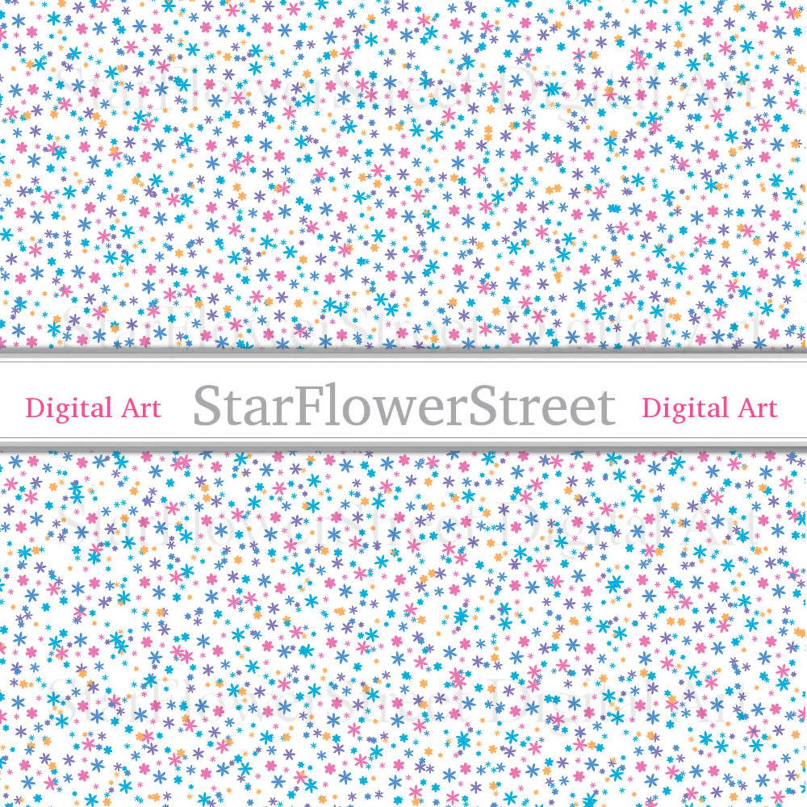 Confetti Floral Digital Paper Flower Pattern Pink Purple | Etsy