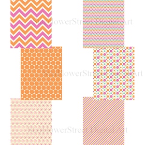 Orange Pink Digital Paper Printable Scrapbook Background - Turquoise ...