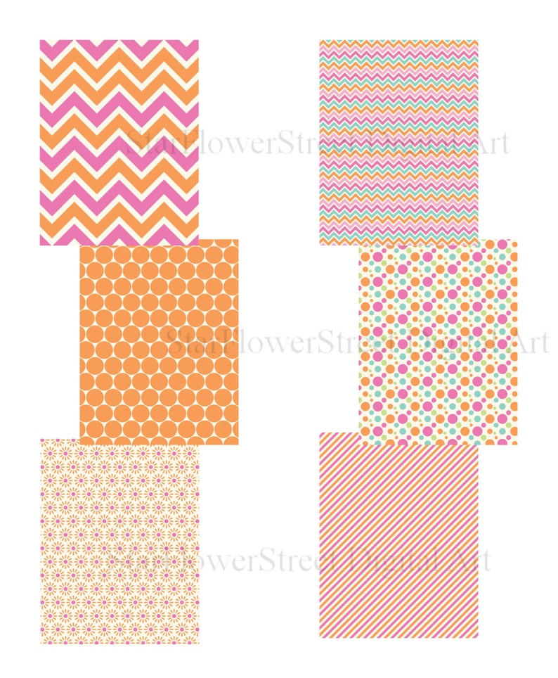 Orange Pink Digital Paper Printable Scrapbook Background - Turquoise ...