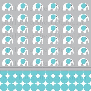 Elephant Digital Paper Scrapbook Background - Patterns Aqua Turquoise ...