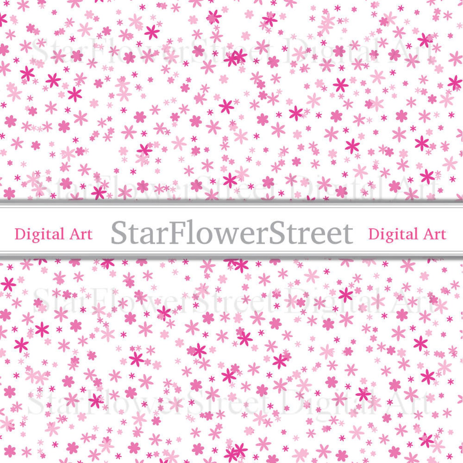 Confetti Floral Digital Paper Flower Pattern Pink Purple | Etsy