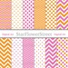 Pink Orange Chevron Polka Dot Digital Paper Hot Pink Instant Download ...