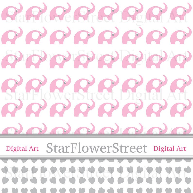 Pink Elephant Printable Scrapbook Paper Digital | Etsy