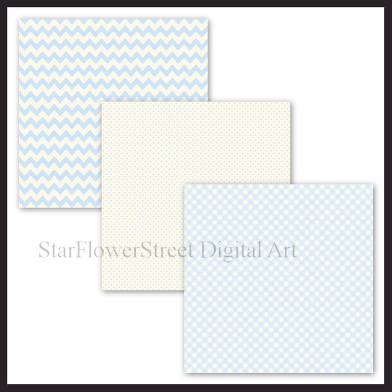 Baby Blue Digital Paper & Cream - Soft Blue Patterned Boy Scrapbook ...