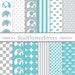 Elephant Digital Paper Scrapbook Background - Patterns Aqua Turquoise ...