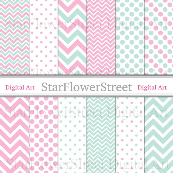 Mint Green And Pink Chevron Wallpaper