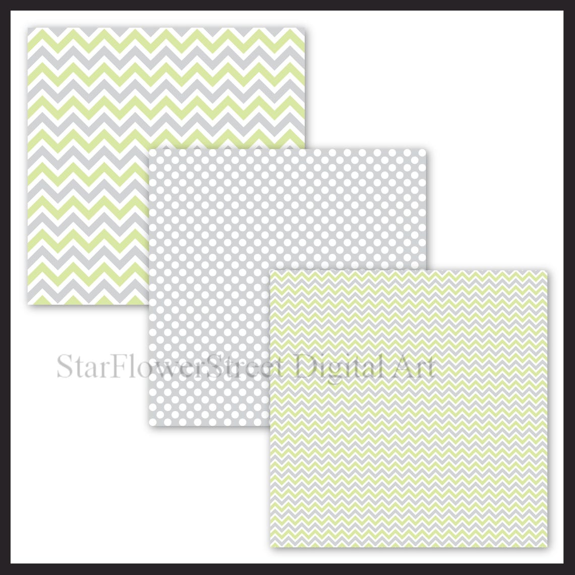 Green Gray Digital Paper Soft Grey Lime Green Polka Dot Chevron ...