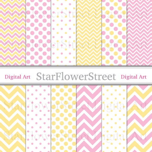 Pink Lemonade Digital Paper Pack Assorted Paper Set Polka | Etsy