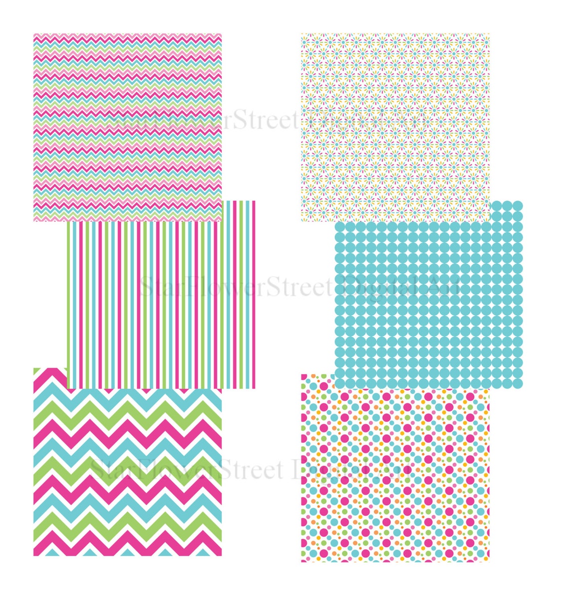 Girl Digital Paper Scrapbook Background - Chevron Polka Dot Flower Pink ...