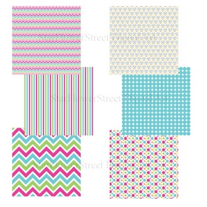Girl Digital Paper Scrapbook Background - Chevron Polka Dot Flower Pink ...
