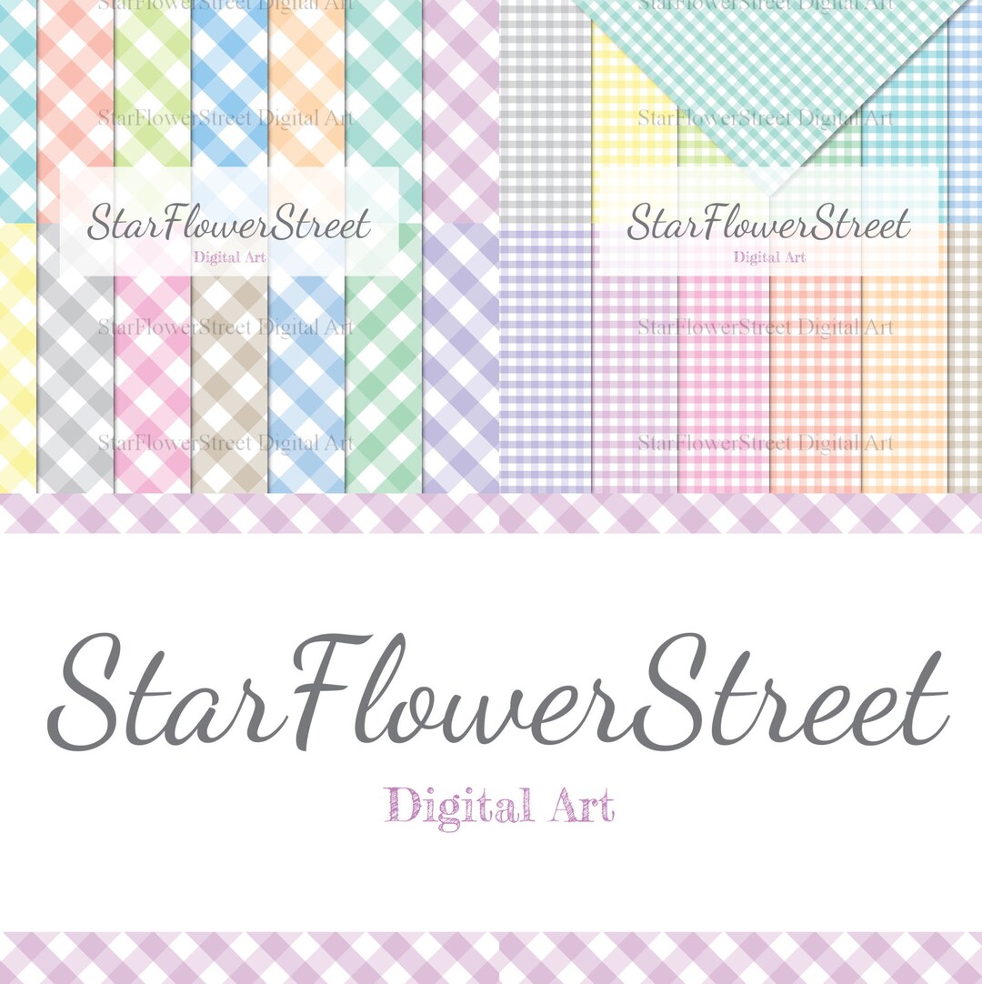 Plaid Digital Paper Gingham Pastel Pink Plaid Blue Check Printable ...