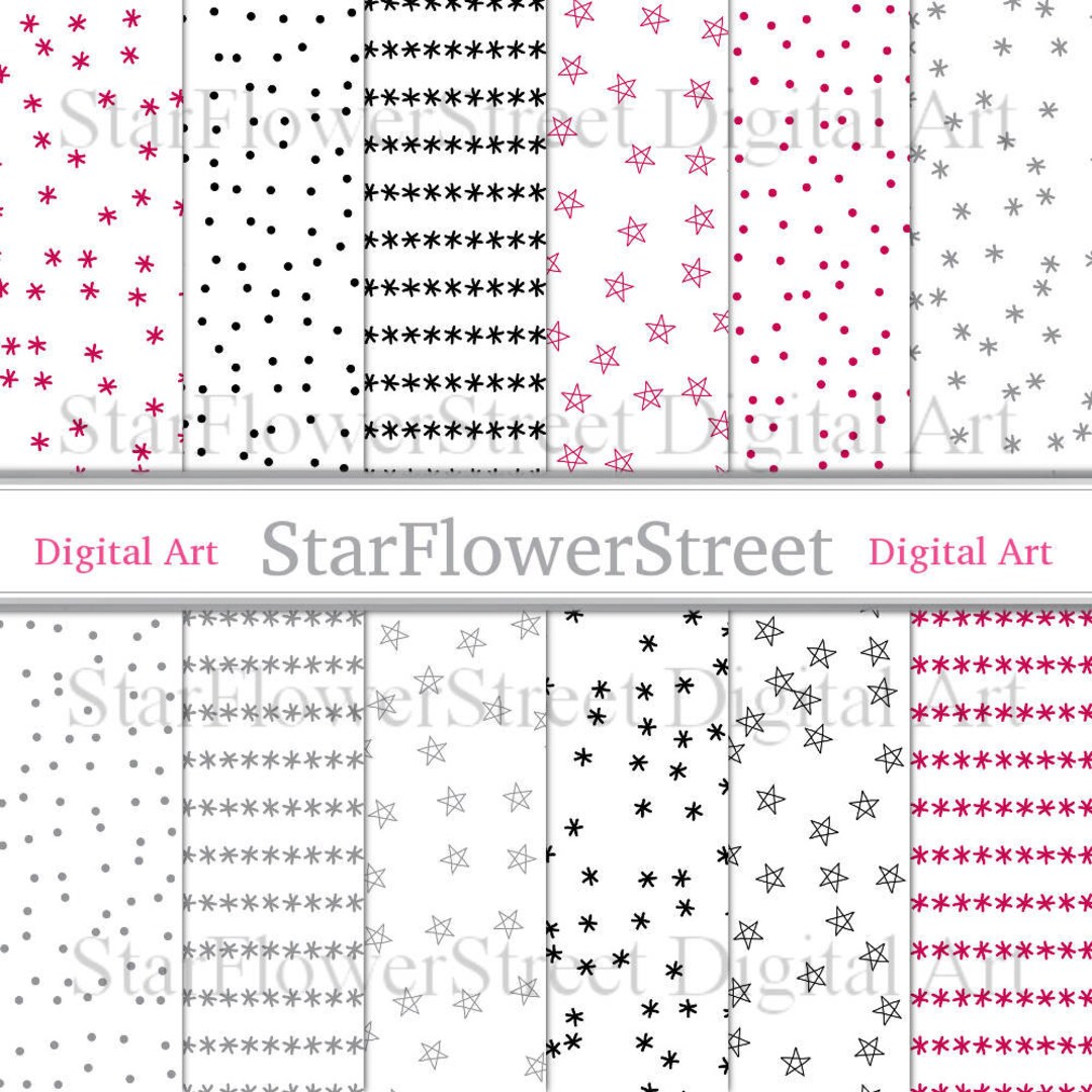 Winter Holiday Digital Paper Pattern Confetti Snowflake Stars Xmas ...