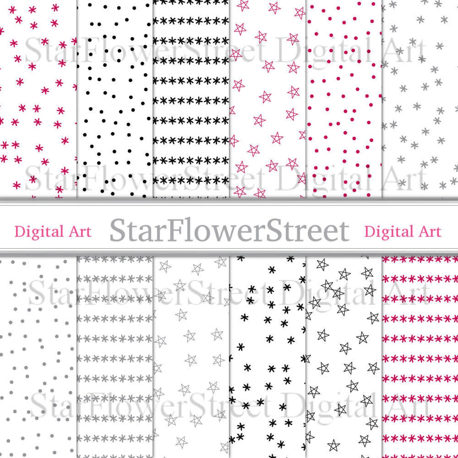 Winter Holiday Digital Paper Pattern Confetti Snowflake Stars | Etsy