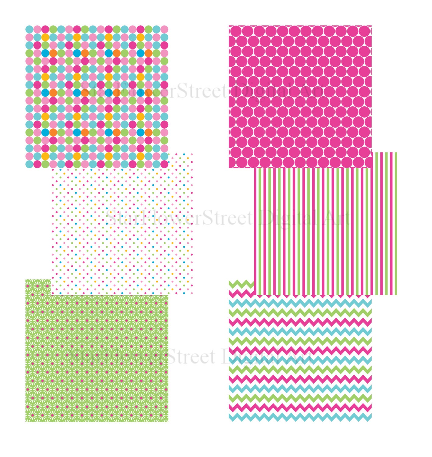 Girl Digital Paper Scrapbook Background - Chevron Polka Dot Flower Pink ...