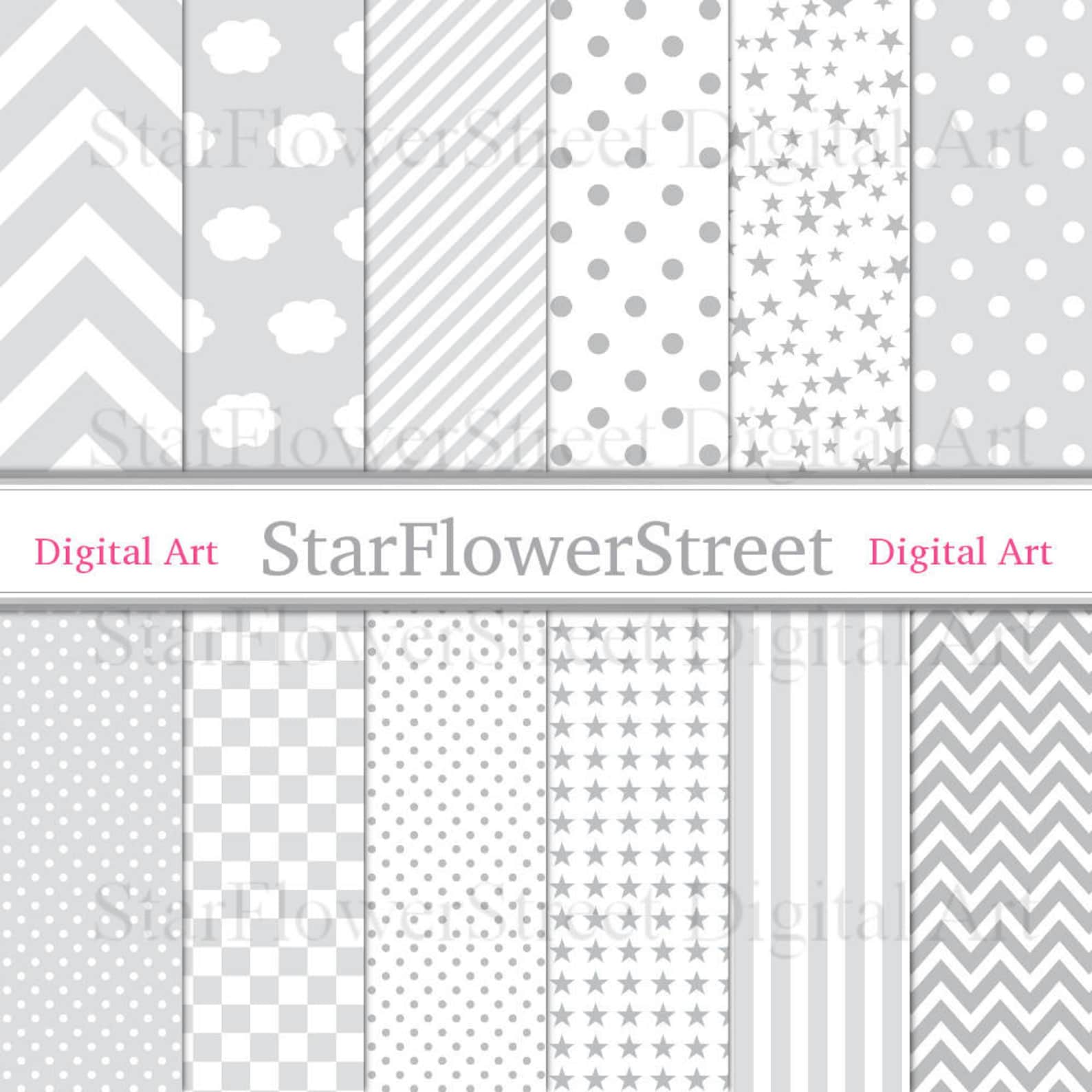 Gray Baby Digital Paper Printable Scrapbook Paper Boy Grey Star Chevron ...