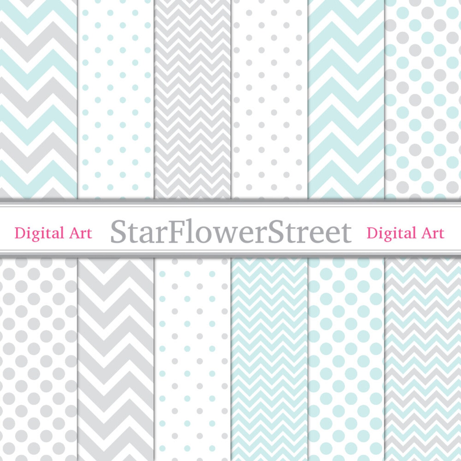 Digital Paper Blue Gray Aqua Grey Chevron Baby Polka Dot Scrapbook ...