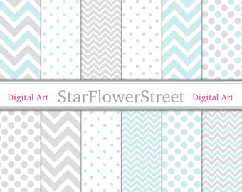 Aqua Gray Chevron | Etsy