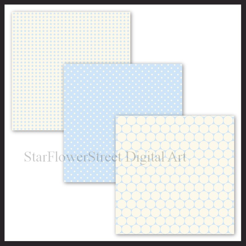 Baby Blue Digital Paper & Cream - Soft Blue Patterned Boy Scrapbook ...