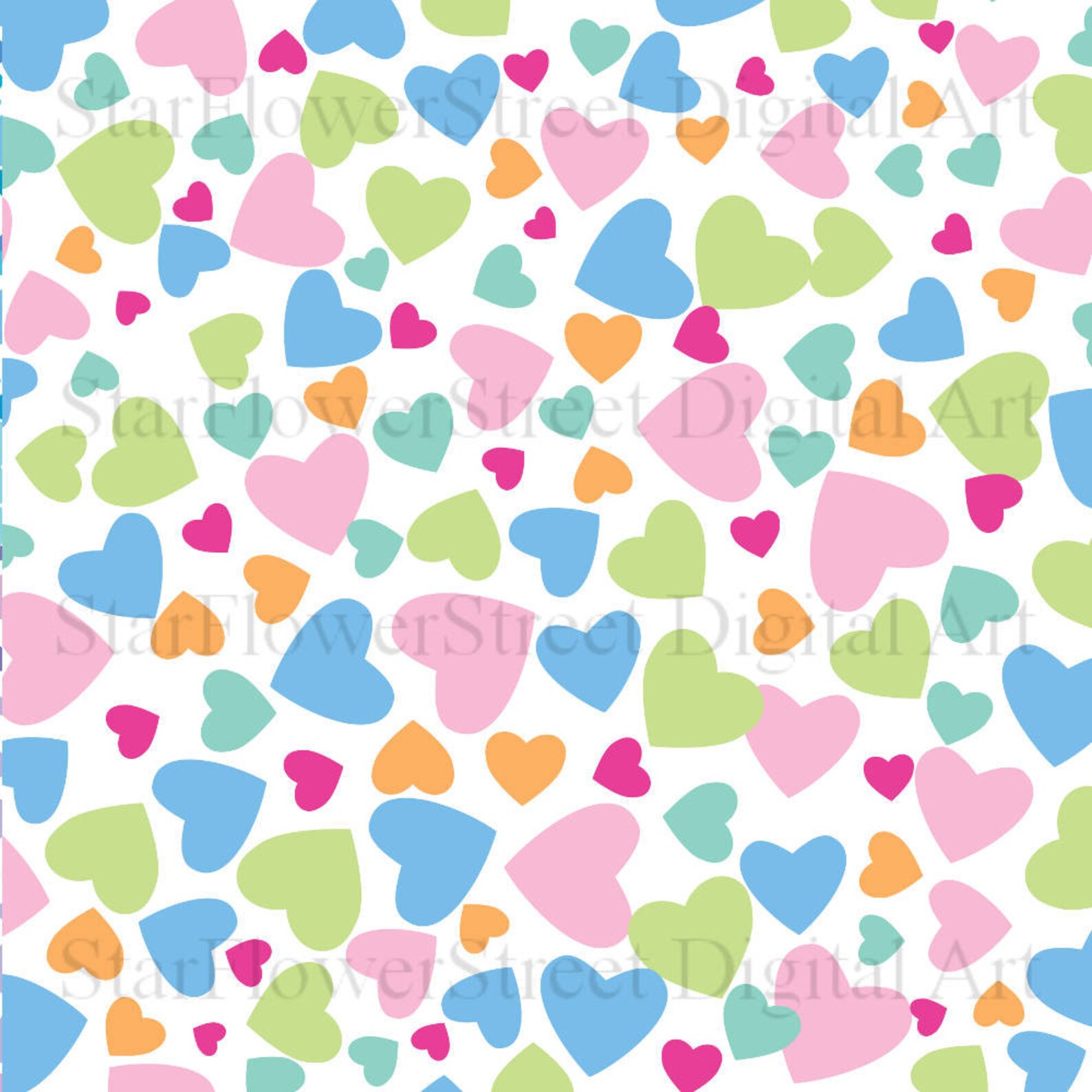 Confetti, Heart, Digital Paper, Pack, Peach, Gold, Pink, Blue, Purple ...