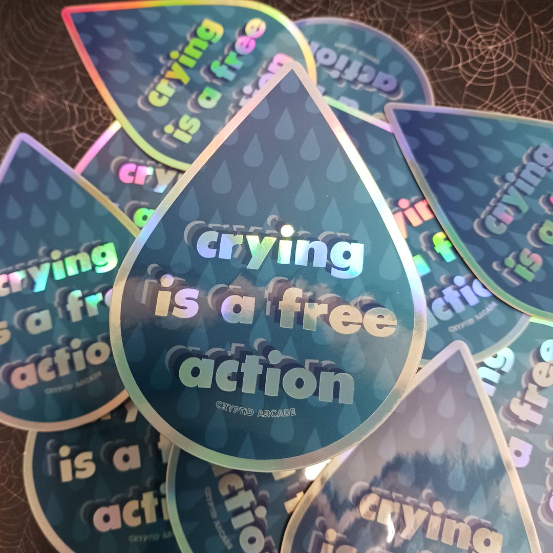 Crying is a Free Action Holographic 4" Vinyl Sticker - Etsy