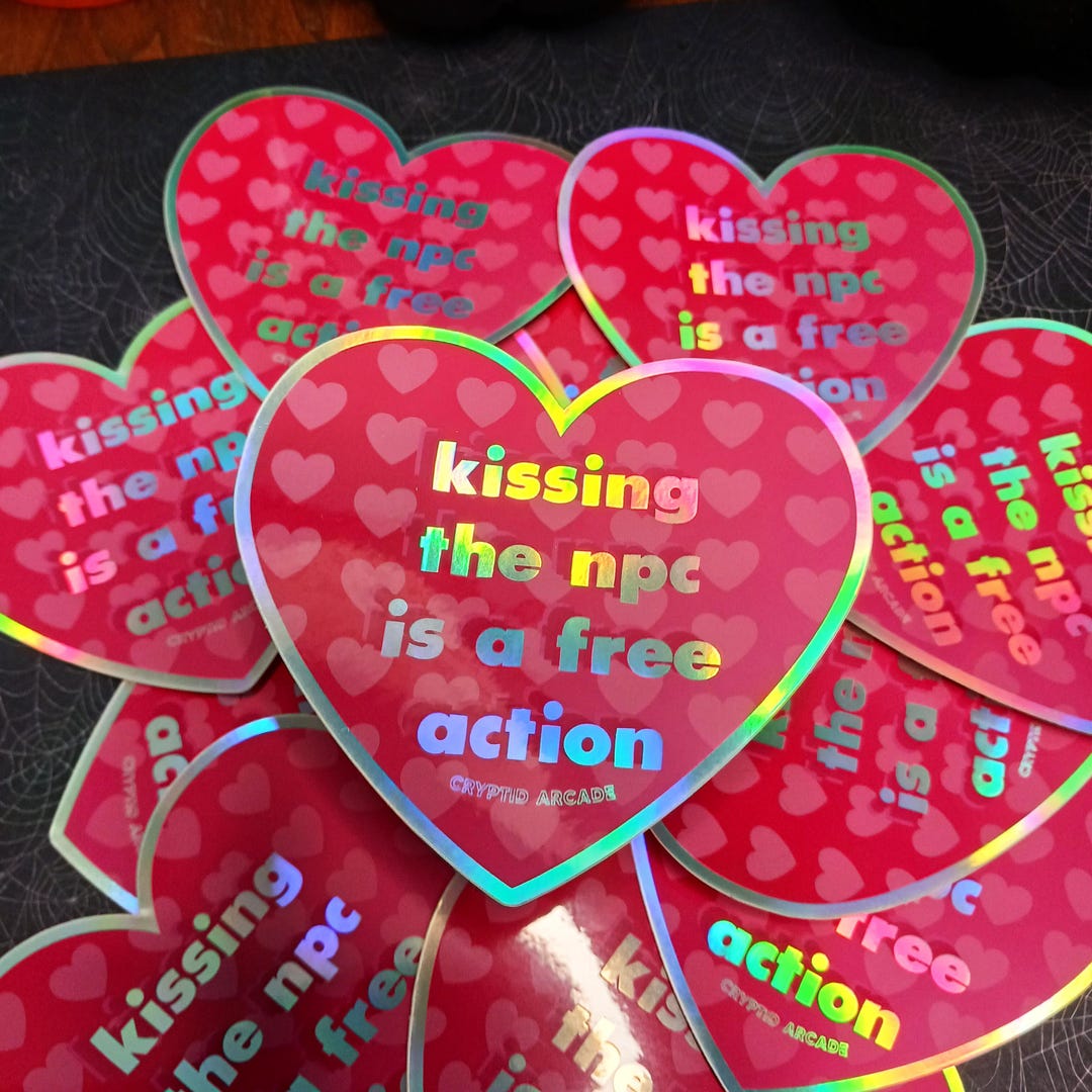 Kissing the NPC is a Free Action Holographic 4" Vinyl Sticker - Etsy