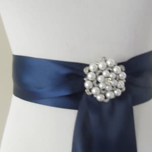 Navy Blue Bridal Sash / Double Face Sash Ribbon / Ribbon Sash / DIY ...