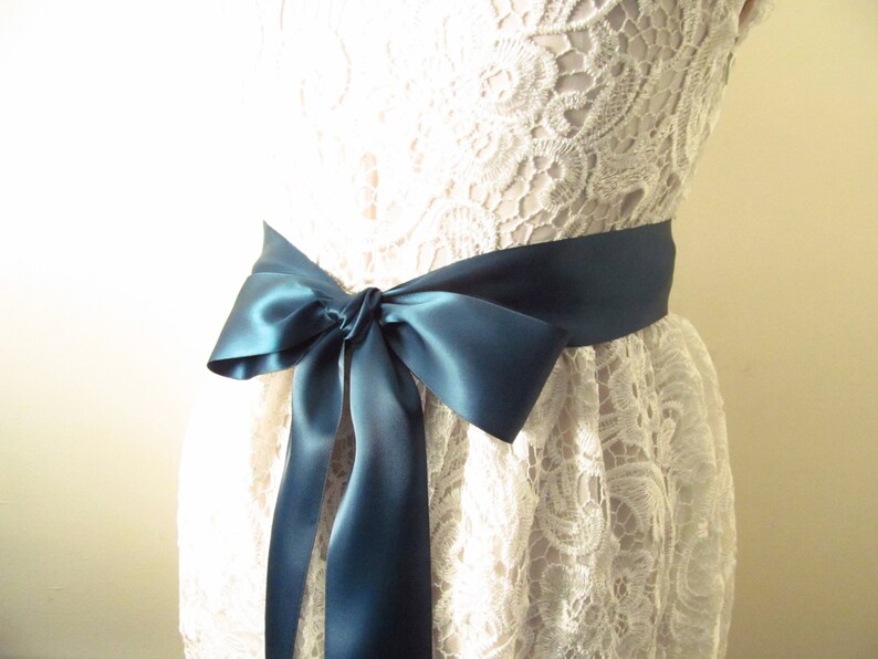 Military Blue Bridal Sash / Double Face Sash Ribbon / Satin - Etsy