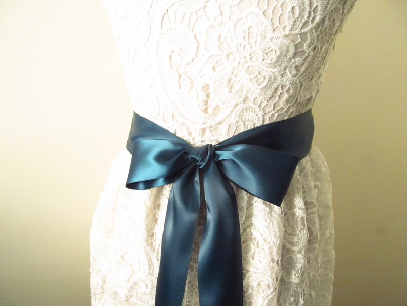 Military Blue Bridal Sash / Double Face Sash Ribbon / Satin | Etsy