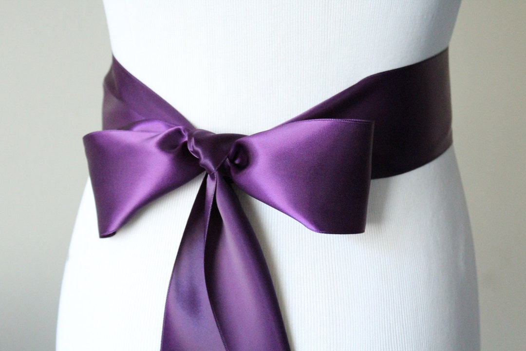 Plum Satin Ribbon Sash / Double Face Satin Sash / DIY Sash / 12ft Sash ...