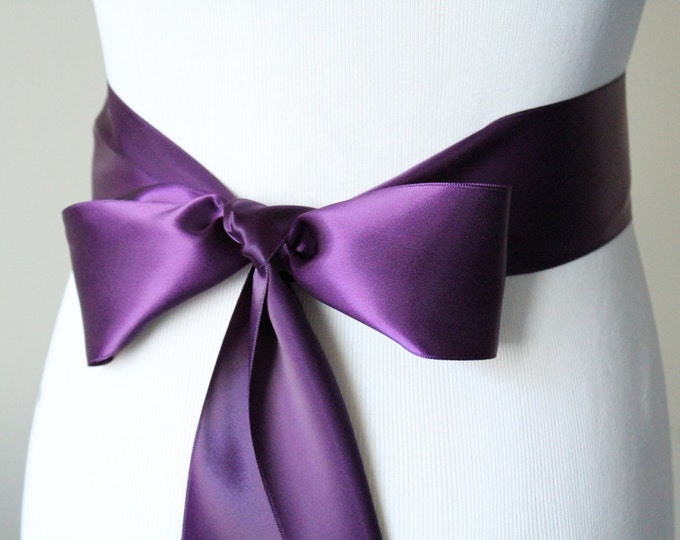 Plum Satin Ribbon Sash / Double Face Satin Sash / DIY Sash / - Etsy