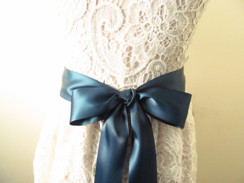 Military Blue Bridal Sash / Double Face Sash Ribbon / Satin | Etsy