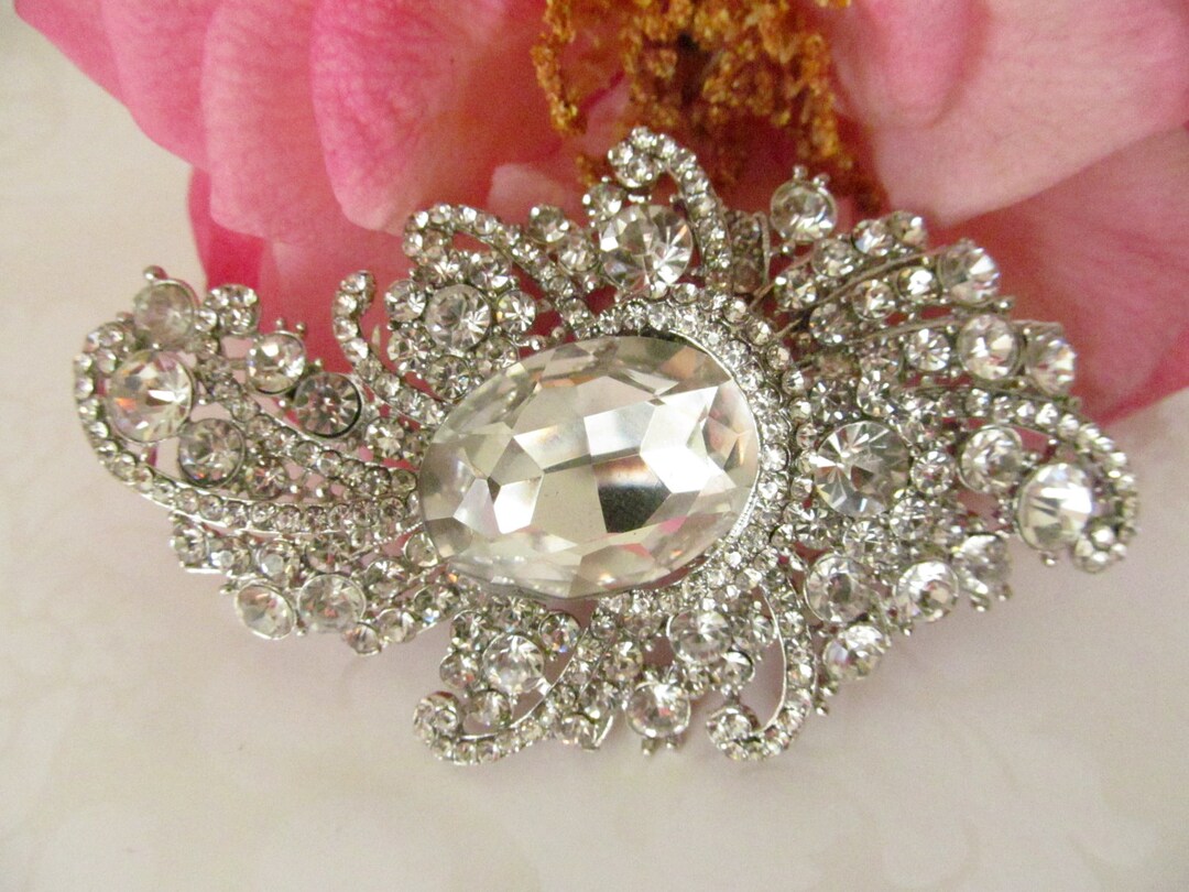 Rhinestone Brooch / Bridal Brooch / Crystal Brooch Component / RBR-35 ...