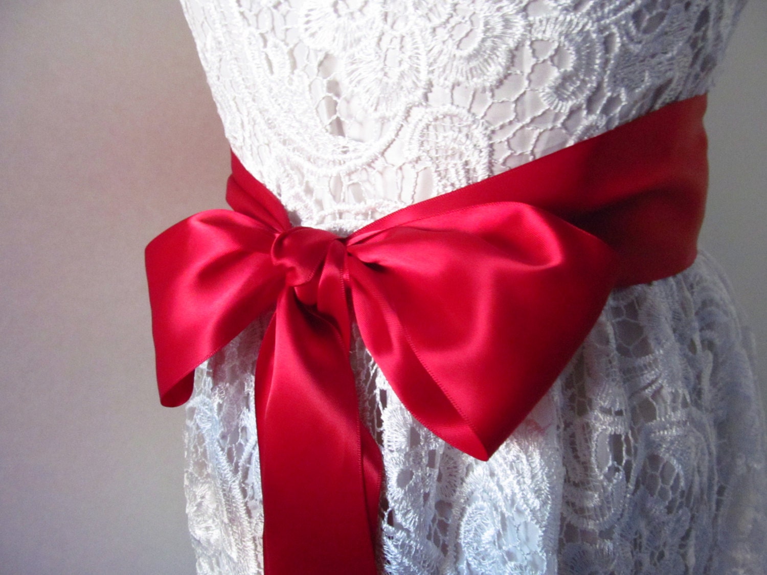 Crimson Bridal Sash / Double Face Sash Ribbon / Red Ribbon | Etsy