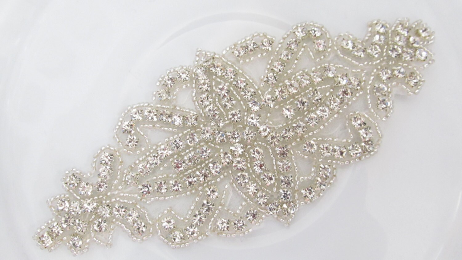 Rhinestone Applique / Bridal Applique / Beaded Applique / | Etsy