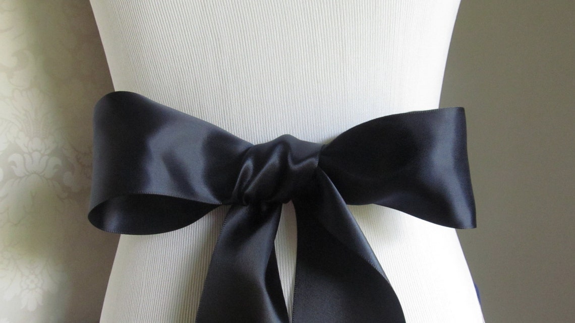 Ink Blue Satin Ribbon Sash / Double Face Satin Sash / DIY Sash - Etsy