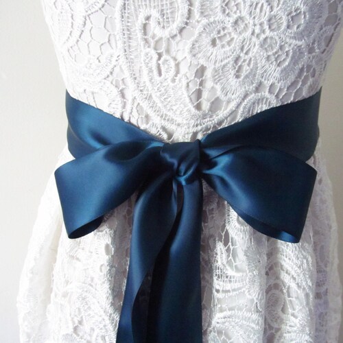 Vintage Blue Bridal Sash / Double Face Sash Ribbon / Ribbon - Etsy
