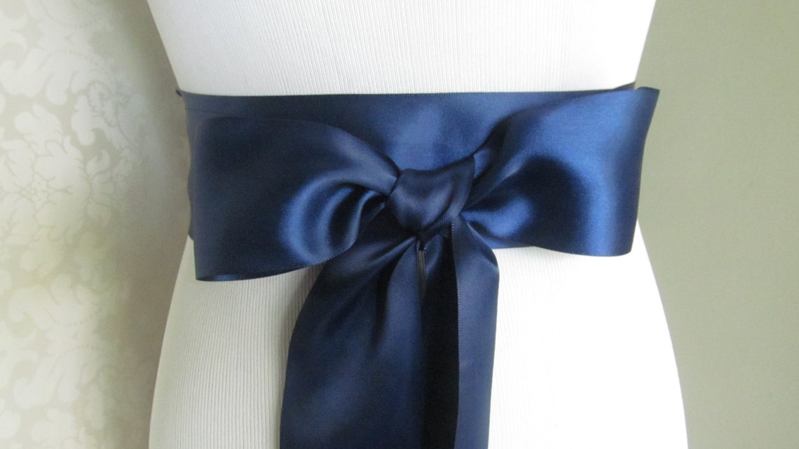 Navy Blue Bridal Sash / Double Face Sash Ribbon / Ribbon Sash - Etsy