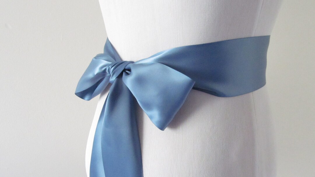 Vintage Blue Bridal Sash / Double Face Sash Ribbon / Ribbon Sash / 12ft ...