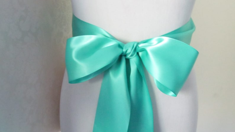 Pool Blue Bridal Sash / Double Face Sash Ribbon / Ribbon - Etsy