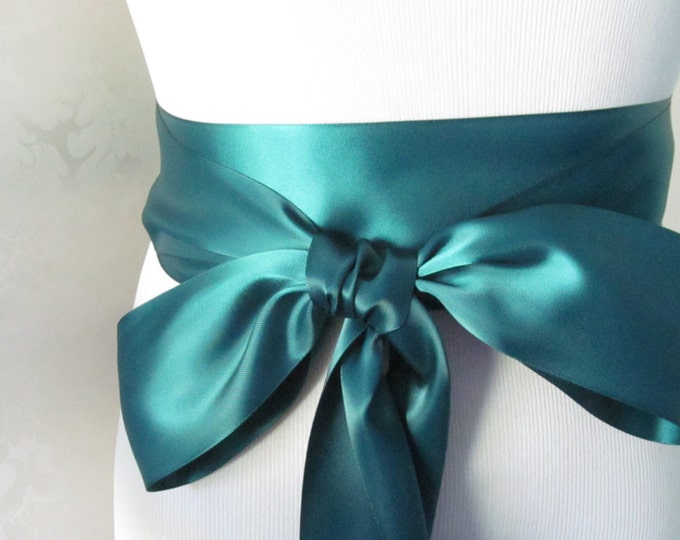 Teal Bridal Sash / Double Face Sash Ribbon / Ribbon Sash / 12ft / 9ft ...