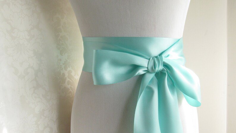 Aqua Bridal Sash / Double Face Sash Ribbon / Ribbon Sash / - Etsy