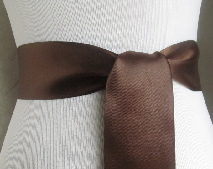 Chocolate Brown Bridal Sash / Double Face Sash Ribbon / Ribbon - Etsy