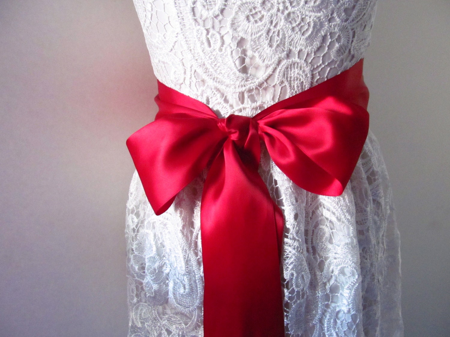 Crimson Bridal Sash / Double Face Sash Ribbon / Red Ribbon | Etsy