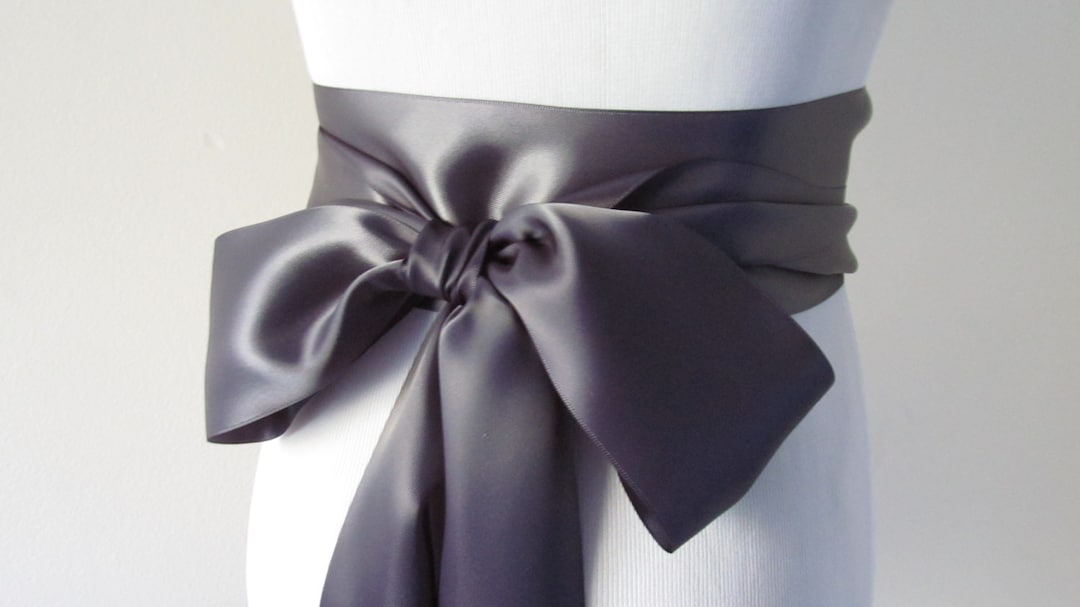 Charcoal Bridal Sash / Satin Ribbon Sash / Double Face Satin Sash / DIY ...