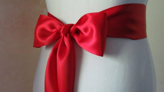 Scarlet Bridal Sash / Double Face Sash Ribbon / Ribbon Sash / - Etsy