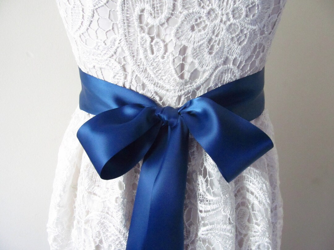 Light Navy Bridal Sash / Double Face Sash Ribbon / Satin Ribbon Sash ...