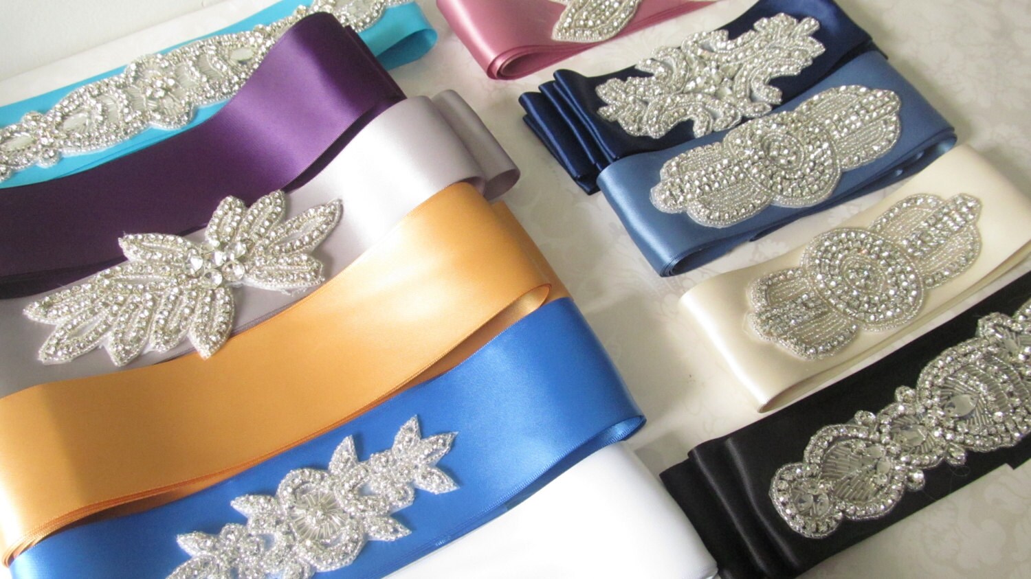 Turquoise Bridal Sash / Double Face Sash Ribbon / Ribbon Sash - Etsy