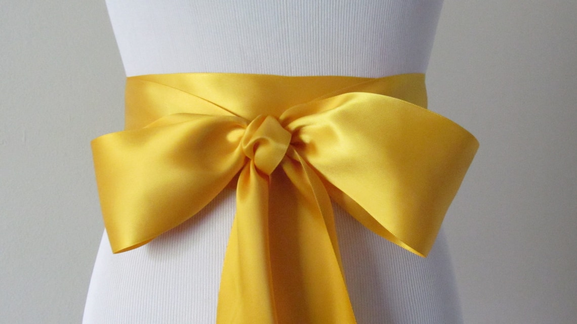 Dandelion Yellow Bridal Sash / Double Face Sash Ribbon / Ribbon Sash ...