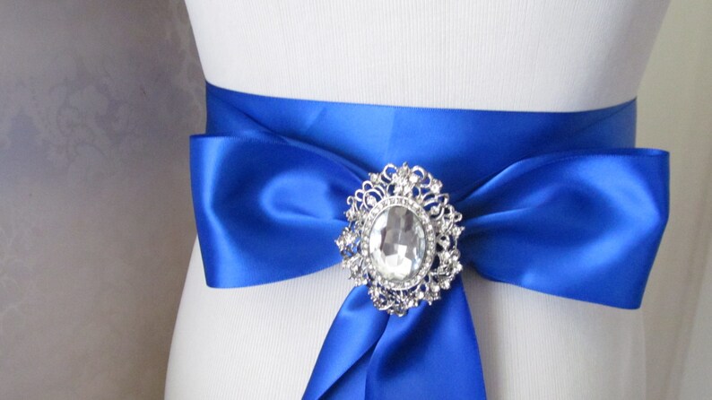 Electric Blue Bridal Sash / Double Face Satin Sash Ribbon / Satin ...