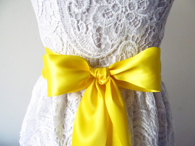Yellow Bridal Sash / Double Face Sash Ribbon / Ribbon Sash / - Etsy